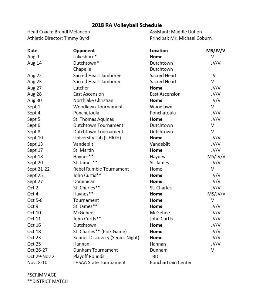 VOLLEYBALL – Riverside Academy